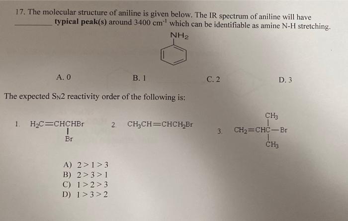 Solved 17. The molecular structure of aniline is given | Chegg.com