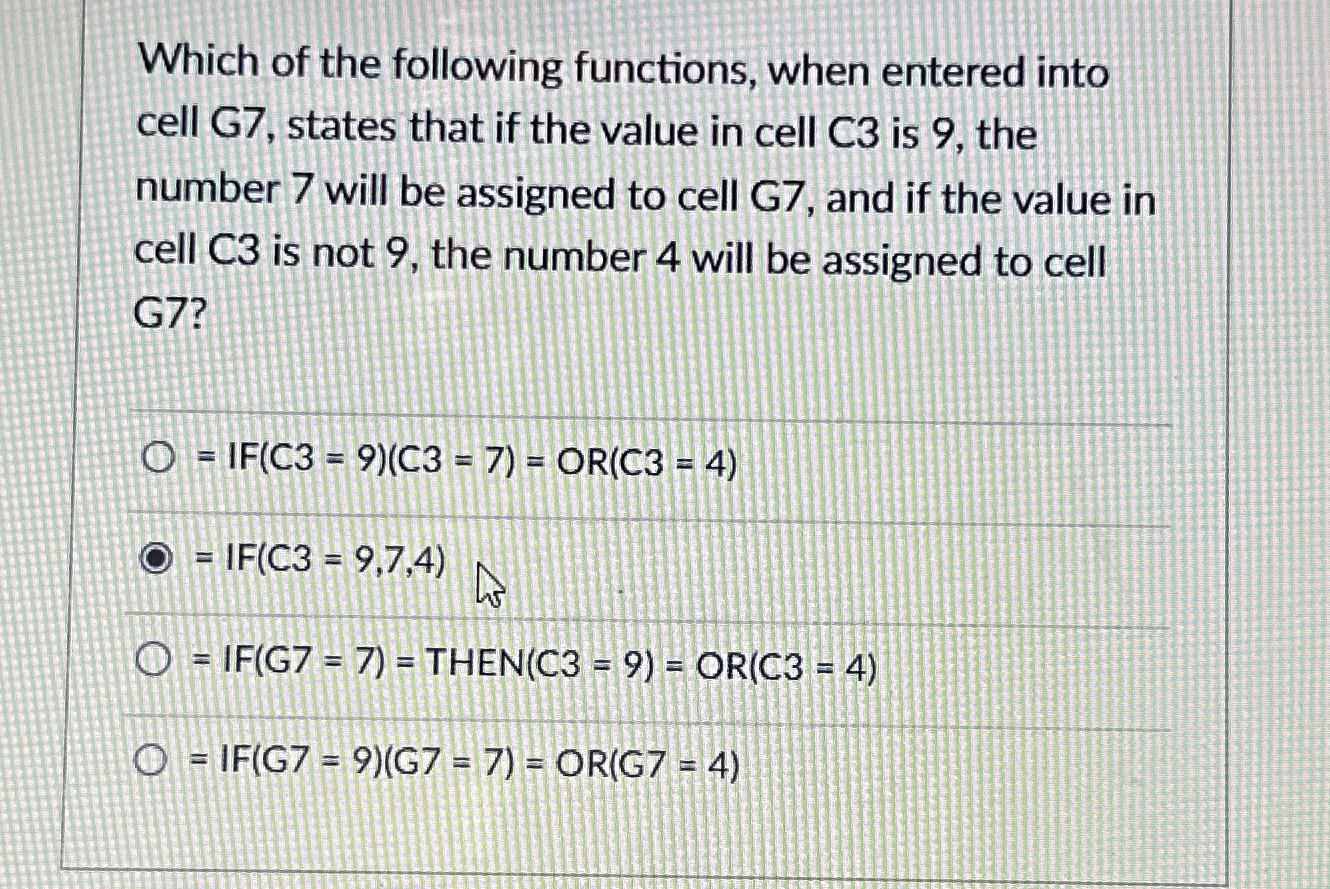 Solved Which of the following functions, when entered into | Chegg.com