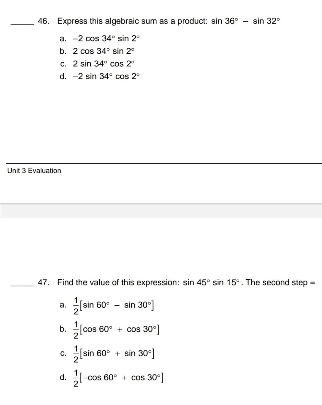 Solved 46. Express this algebraic sum as a product: | Chegg.com