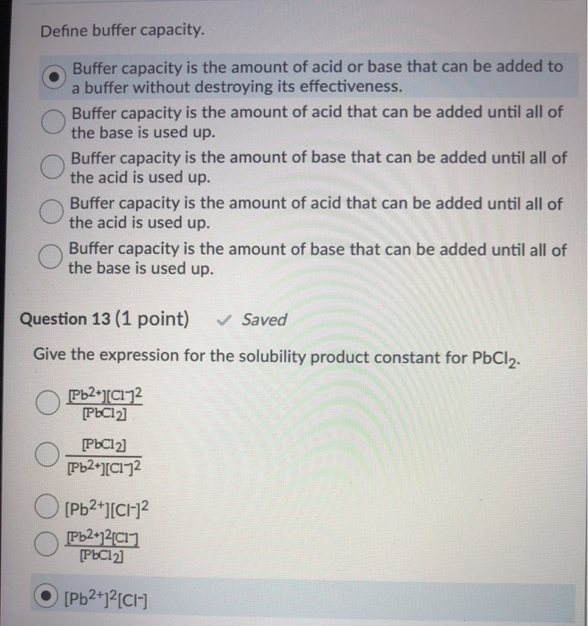 Solved Define buffer capacity. Buffer capacity is the amount | Chegg.com