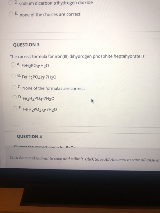 Solved D. sodium dicarbon trihydrogen dioxide E. none of the | Chegg.com