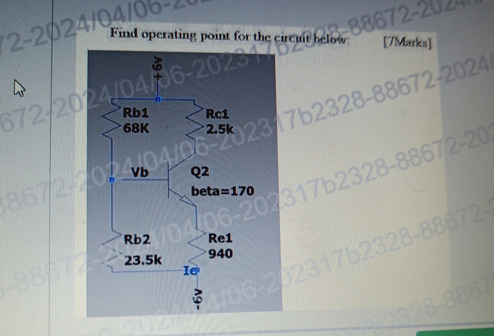 Solved Find operating point for the circuit below: | Chegg.com