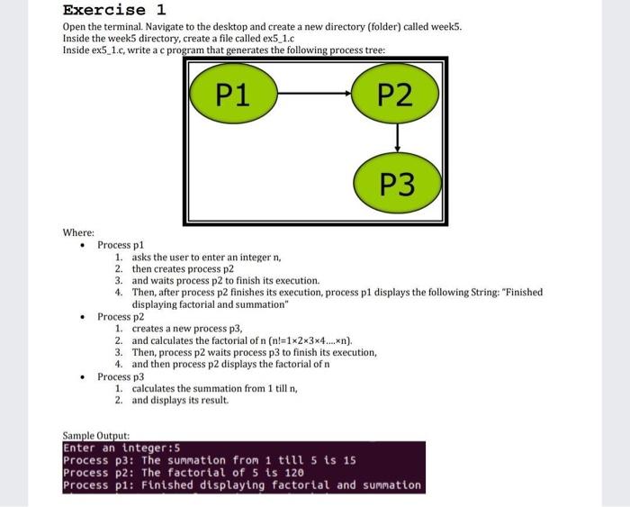 Solved Exercise 1 Open the terminal. Navigate to the desktop | Chegg.com