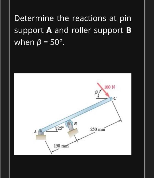 Solved Determine the reactions at pin support A and roller | Chegg.com