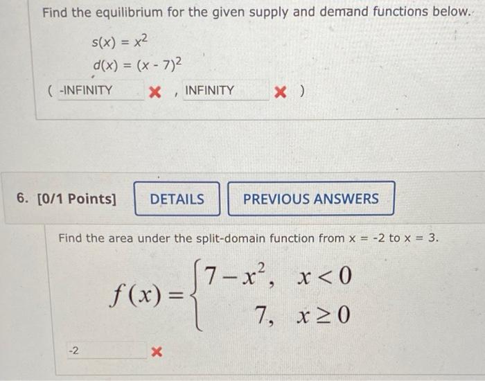 Solved Find the equilibrium for the given supply and demand | Chegg.com