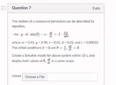 Solved The motion of a compound pendulum can be described by | Chegg.com