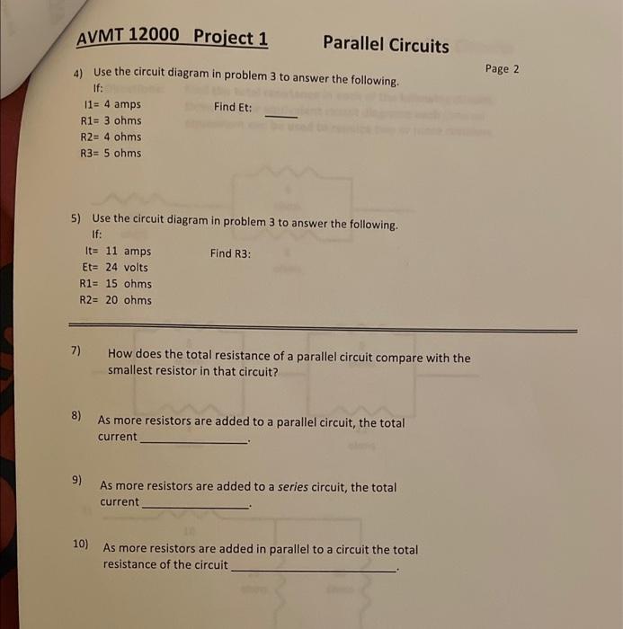 Solved Page 1 AVMT 12000 Project 1 Series Circuits Ohm's Law | Chegg.com
