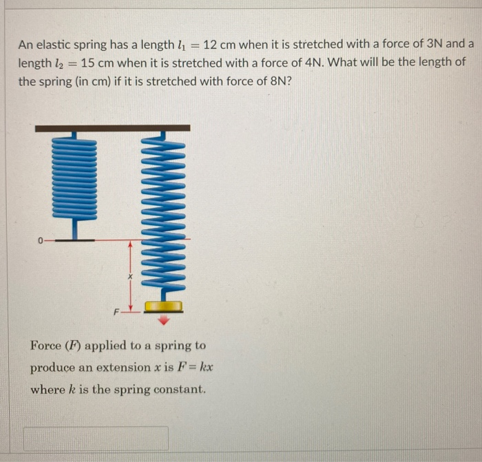 Solved An elastic spring has a length li = 12 cm when it is | Chegg.com