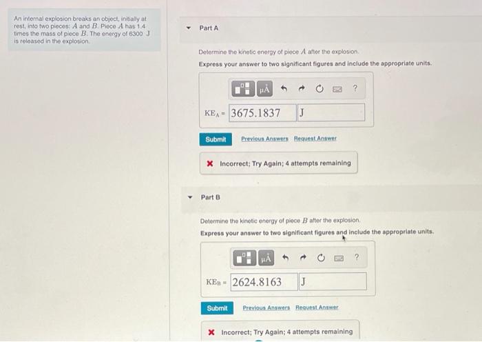 Solved An internal explosion breaks an object initially at | Chegg.com