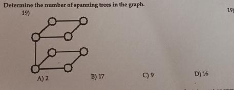 Solved Determine the number of spanning trees in the | Chegg.com