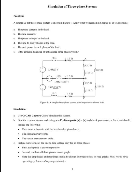 Solved Simulation of Three-phase Systems Problem: A simple | Chegg.com