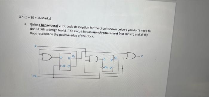 Solved Q7. (6+10=16 Marks) a. Write a behavioural VHDL code | Chegg.com