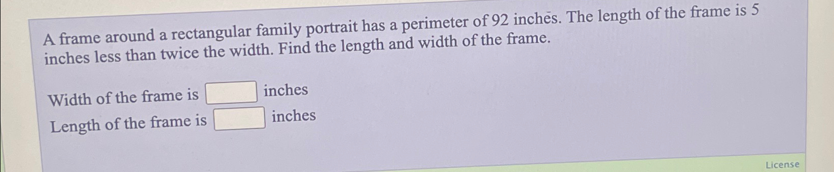 Solved A frame around a rectangular family portrait has a | Chegg.com