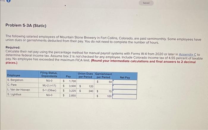 Solved The following salaried employees of Mountain Stone | Chegg.com