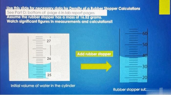 [Solved]: 1.) What is the volume of the rubber stopper? 2.)