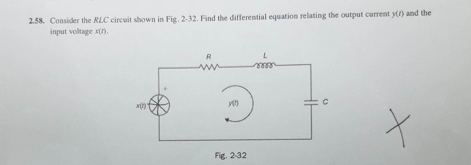 Solved 2.58. Consider the RLC circuit shown in Fig. 2-32. | Chegg.com