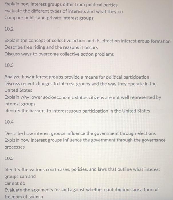 Explain how interest groups differ from political | Chegg.com