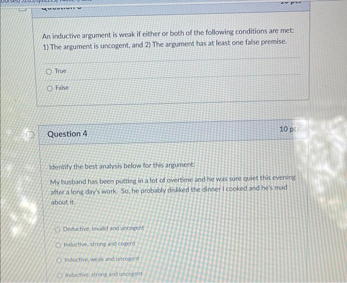 D M An inductive argument is weak if either or both | Chegg.com