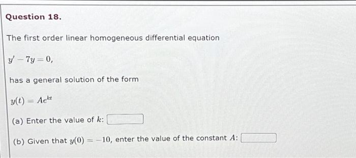 Solved The first order linear homogeneous differential | Chegg.com
