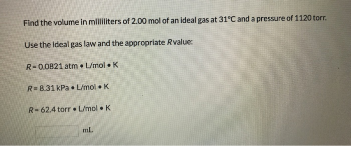 Solved Find the volume in milliliters of 2.00 mol of an | Chegg.com