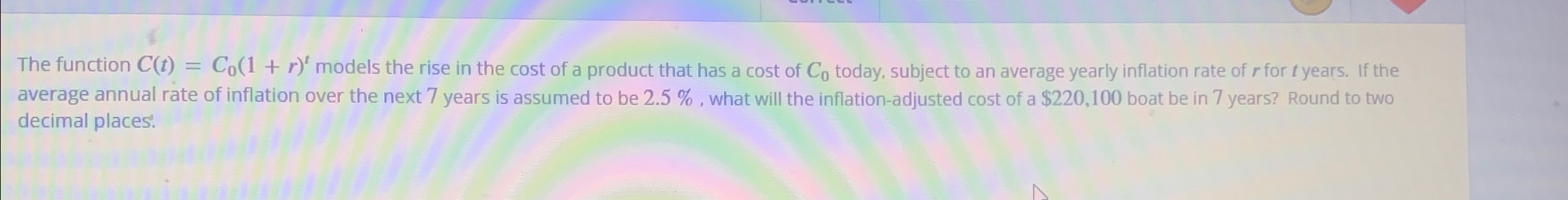 Solved The function C(t)=C0(1+r)t ﻿models the rise in the | Chegg.com