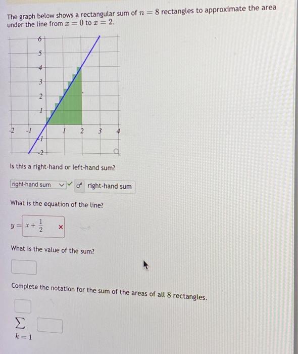 Solved The graph below shows a rectangular sum of n=8 | Chegg.com