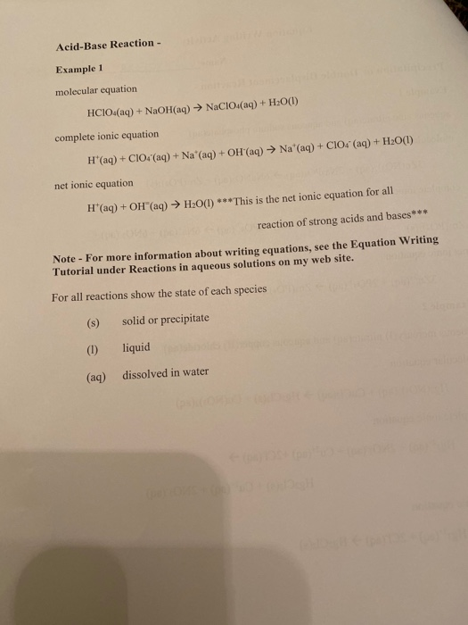 Solved Acid-Base Reaction - Example 1 molecular equation | Chegg.com
