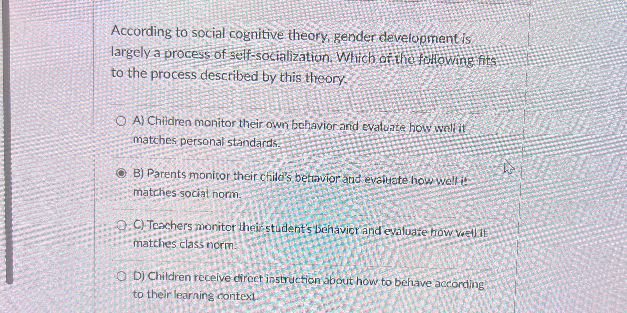 Solved According to social cognitive theory, gender | Chegg.com