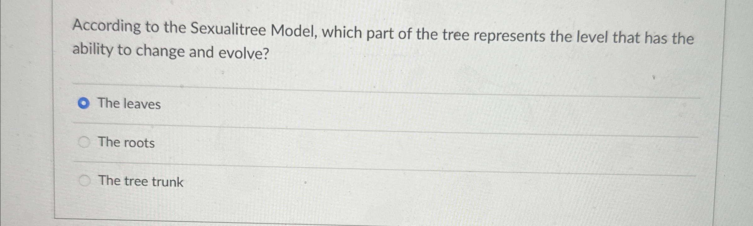 Solved According to the Sexualitree Model, which part of the | Chegg.com