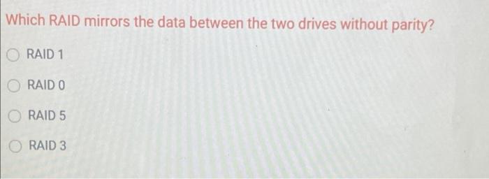Solved Which RAID mirrors the data between the two drives | Chegg.com