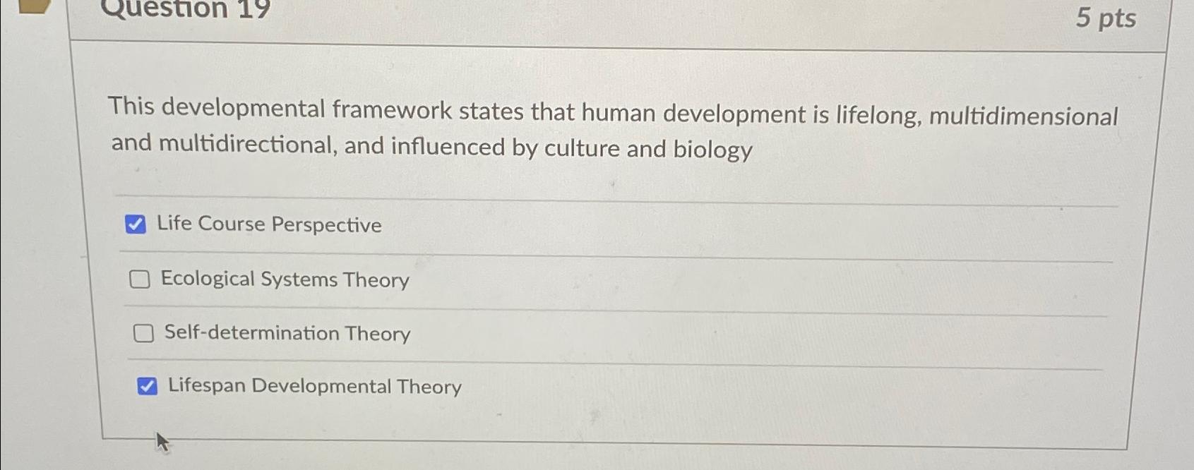 Solved This developmental framework states that human | Chegg.com