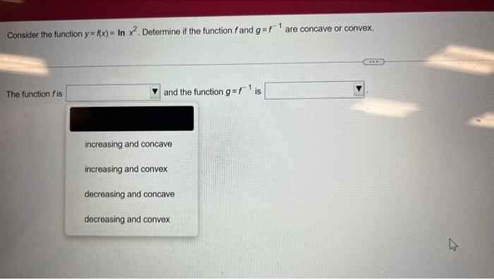 Solved Consider the function y=f(x)=lnx2. Determine if the | Chegg.com