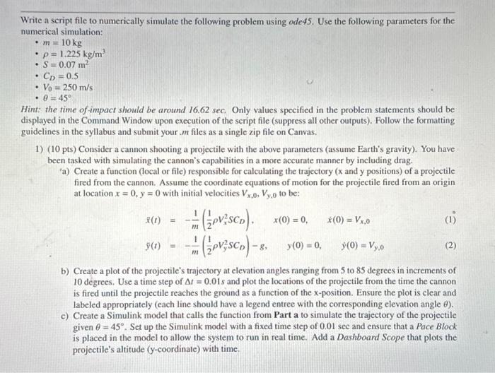 Solved please make this matlab script and simulink model for | Chegg.com