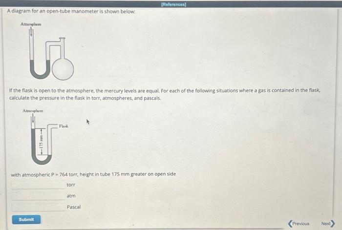 Solved A diagram for an open-tube manometer is shown below: | Chegg.com