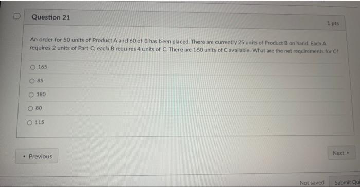 Solved An order for 50 units of Product A and 60 of B has | Chegg.com