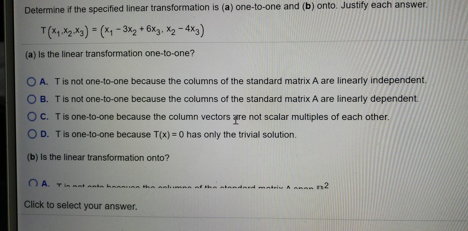 Solved Determine if the specified linear transformation is | Chegg.com