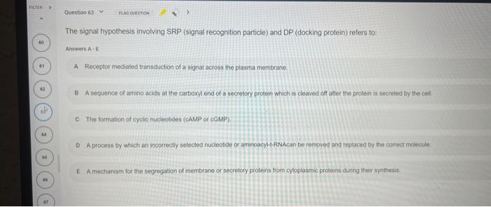 Solved The signal hypothesis involving SRP (signal | Chegg.com