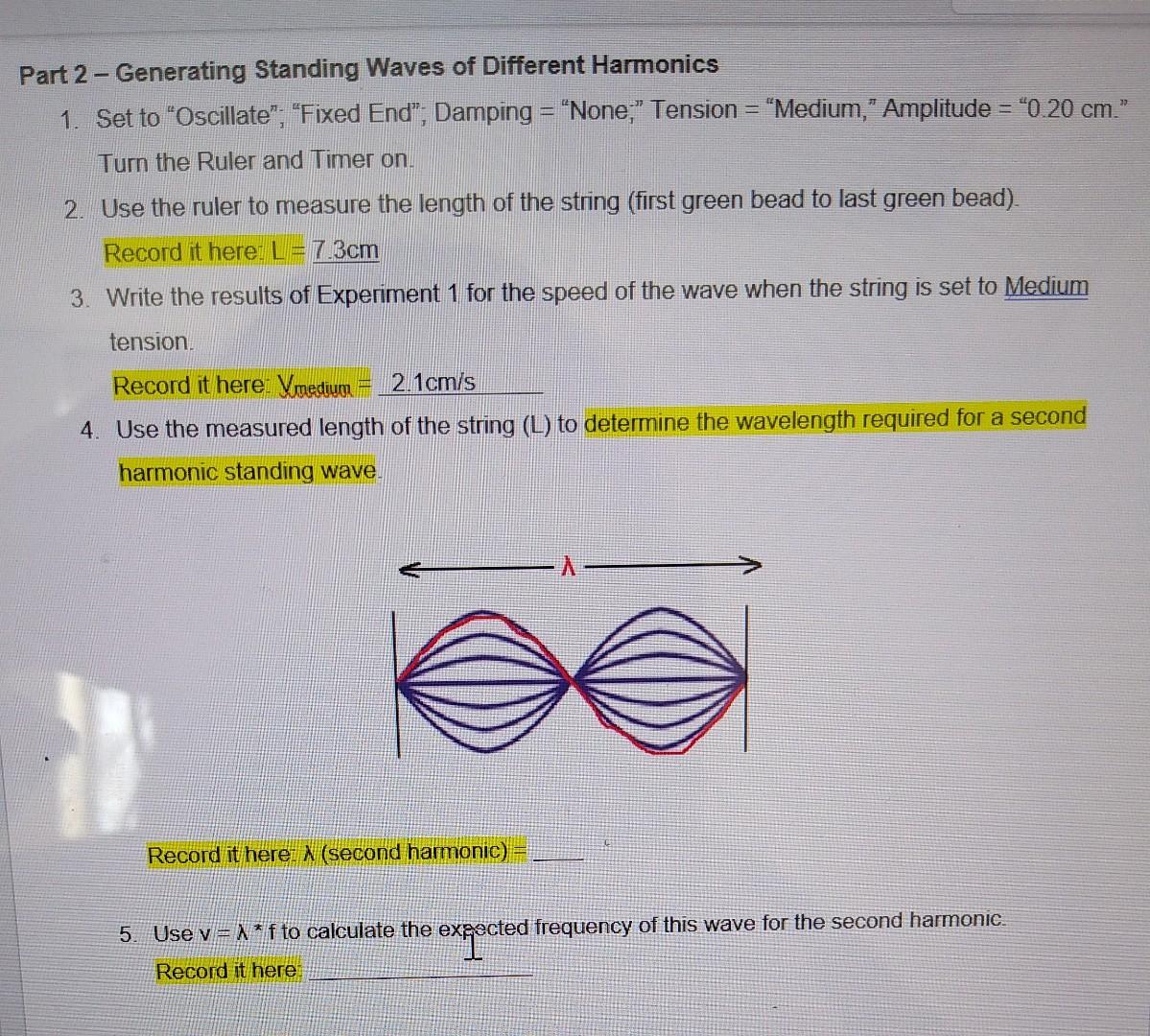 Solved Part 2 - Generating Standing Waves of Different | Chegg.com