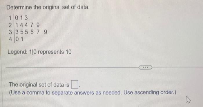 Solved Determine the original set of data. | Chegg.com