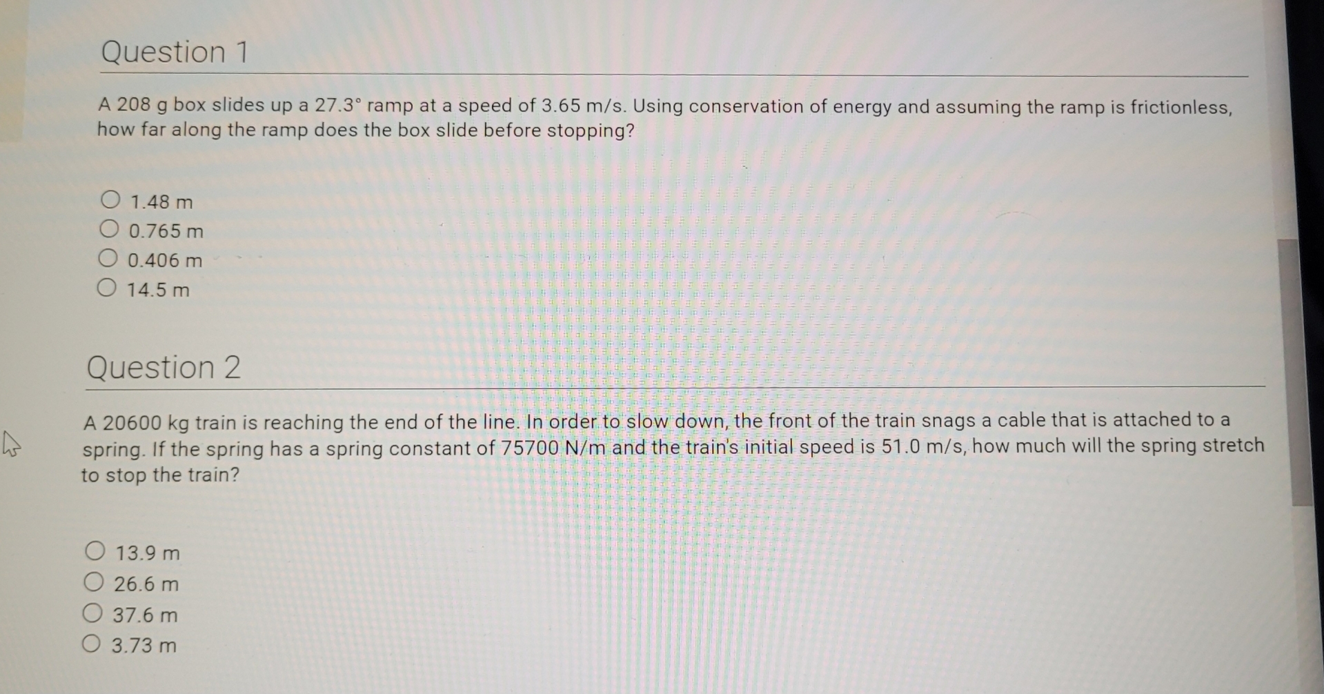 Solved Question 1A 208g ﻿box slides up a 27.3° ﻿ramp at a | Chegg.com