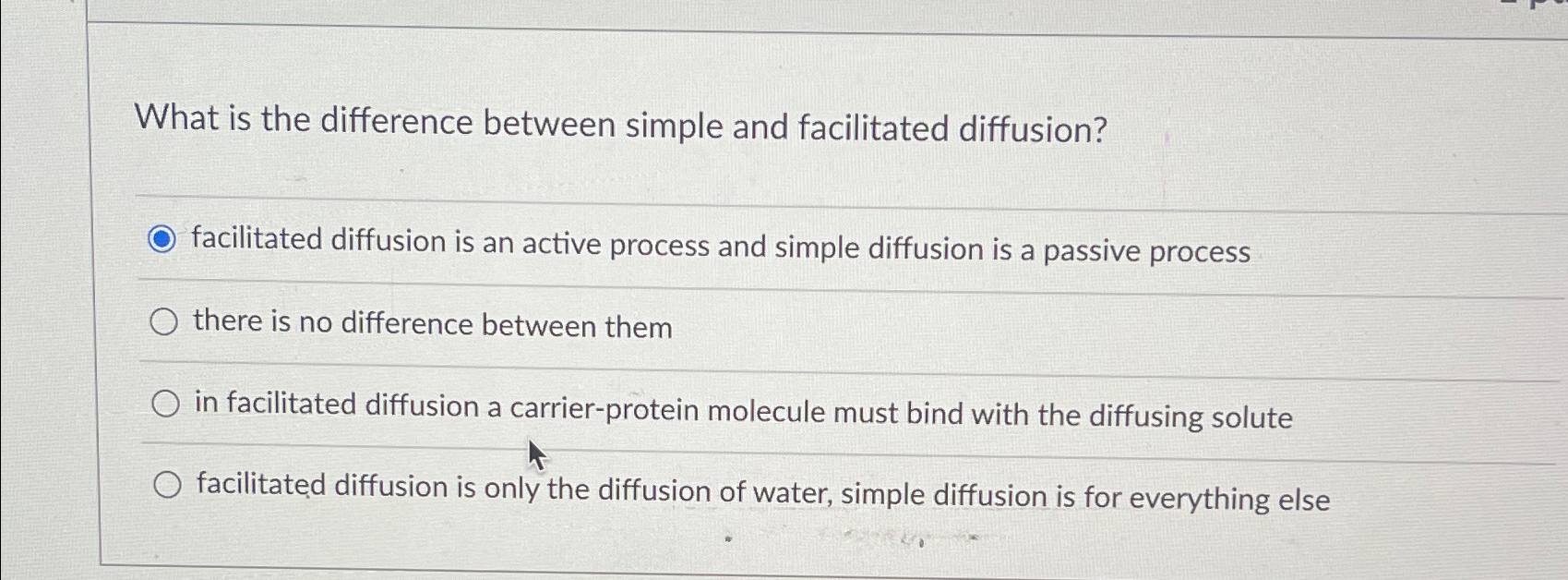 Solved What is the difference between simple and facilitated | Chegg.com