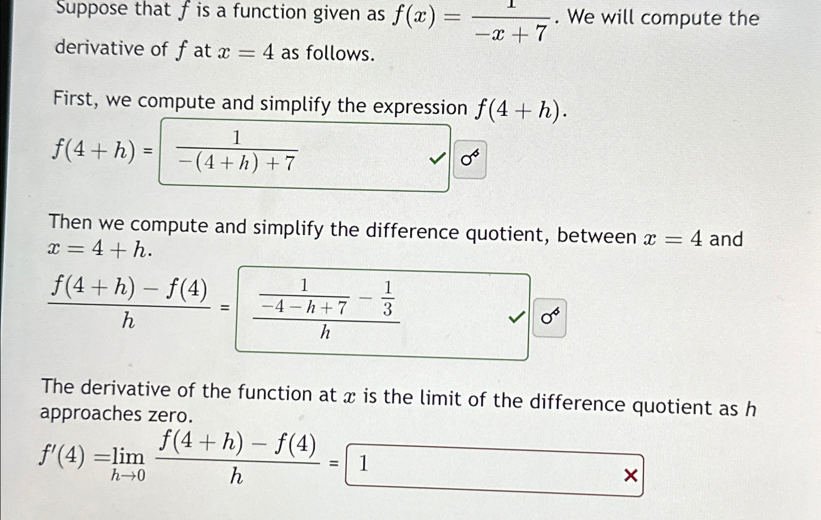 Solved Suppose that f ﻿is a function given as f(x)=1-x+7. | Chegg.com