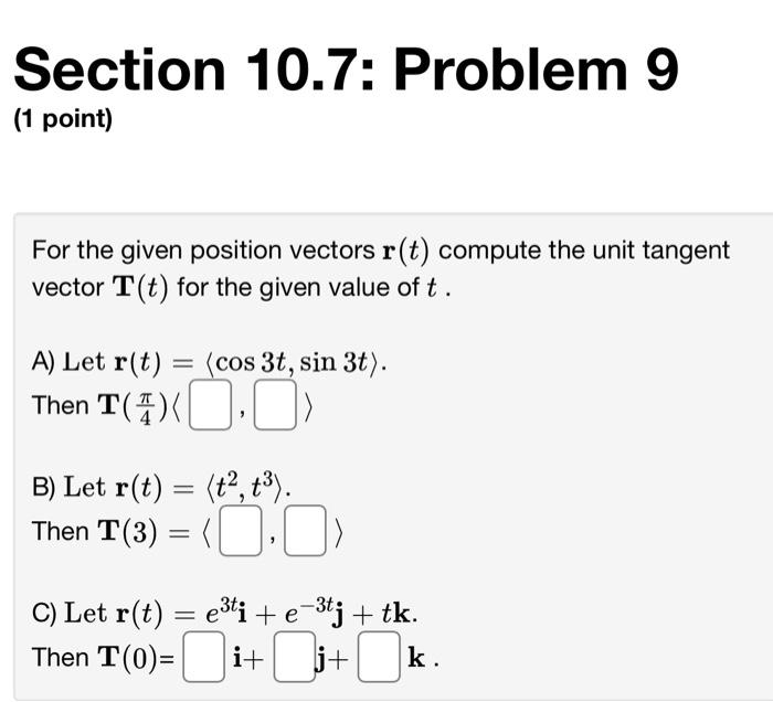 Solved Section 10.7: Problem 9 (1 point) For the given | Chegg.com