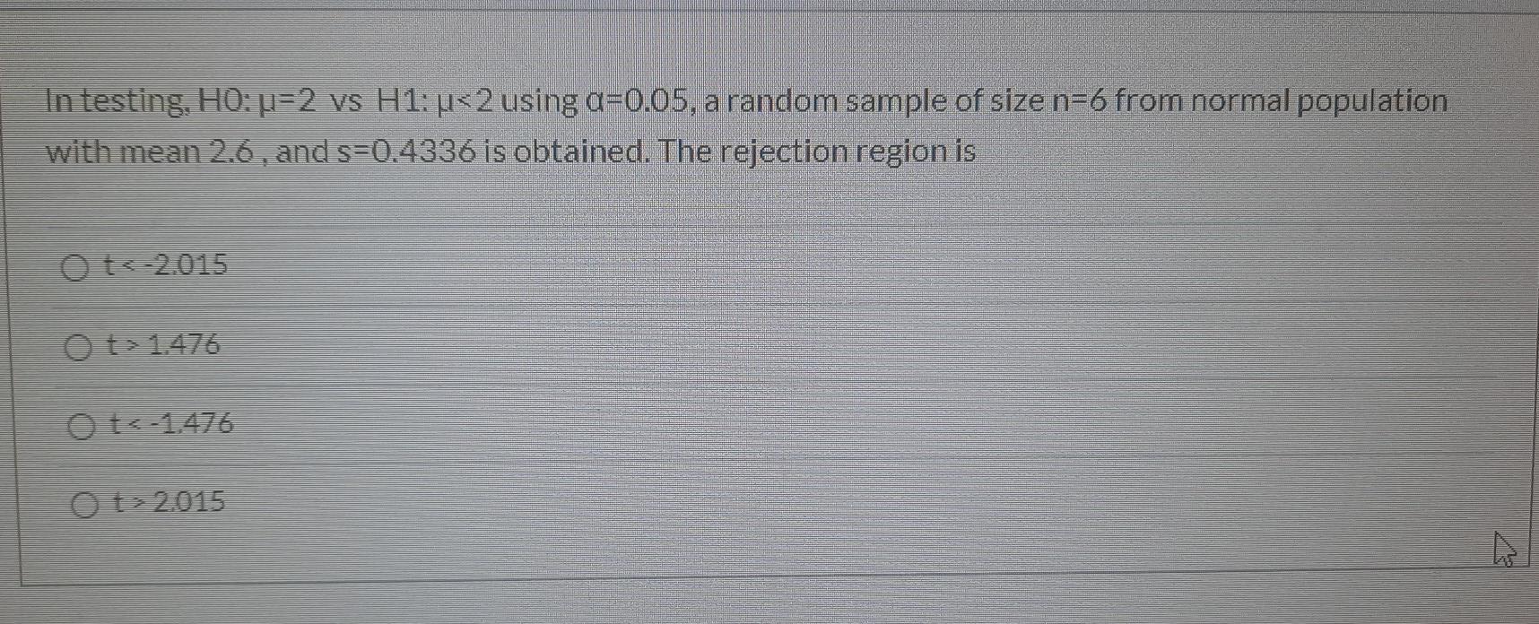 Solved In testing, HO: p=2 vs H1: