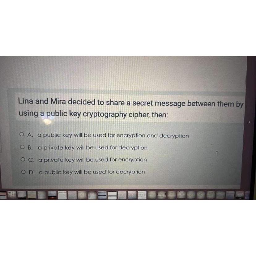 Solved Lina and Mira decided to share a secret message | Chegg.com