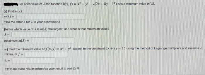 Solved For Each Value Of λ The Function