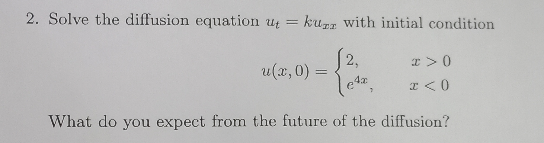 Solved Solve the diffusion equation ut=ku× ﻿with initial | Chegg.com