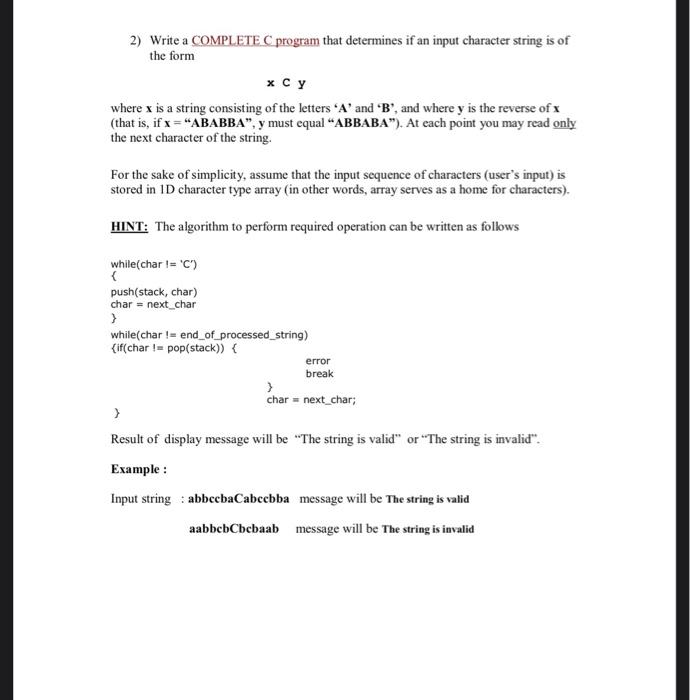 Solved 2) Write a COMPLETE C program that determines if an | Chegg.com