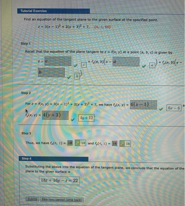 Solved Tutorial Exercise Find an equation of the tangent | Chegg.com