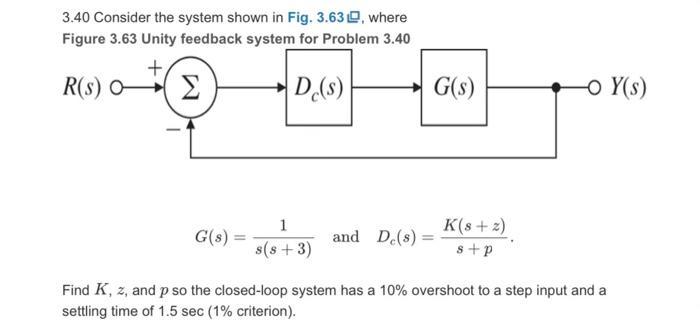 Solved 3.40 Consider the system shown in Fig. 3.63 ㅁ․, where | Chegg.com